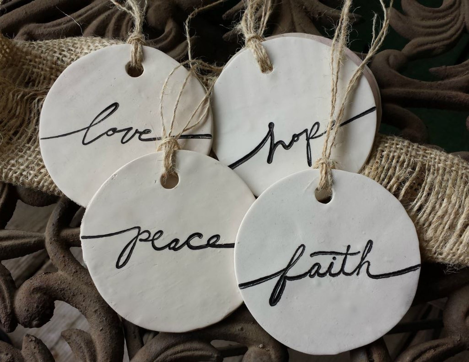 Clay Tag / Ornament Peace - Etsy