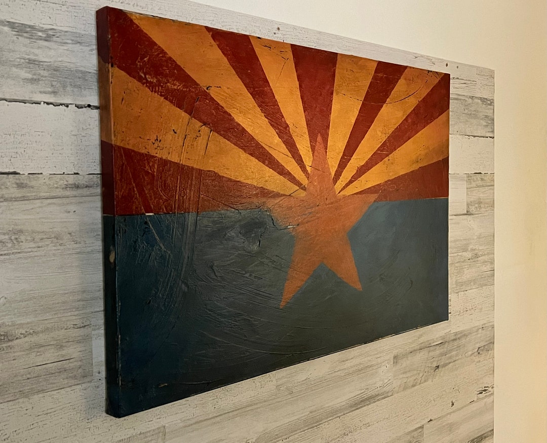 Hand Painted Arizona Flag, Arizona Flag Canvas Art, Americana Flag ...