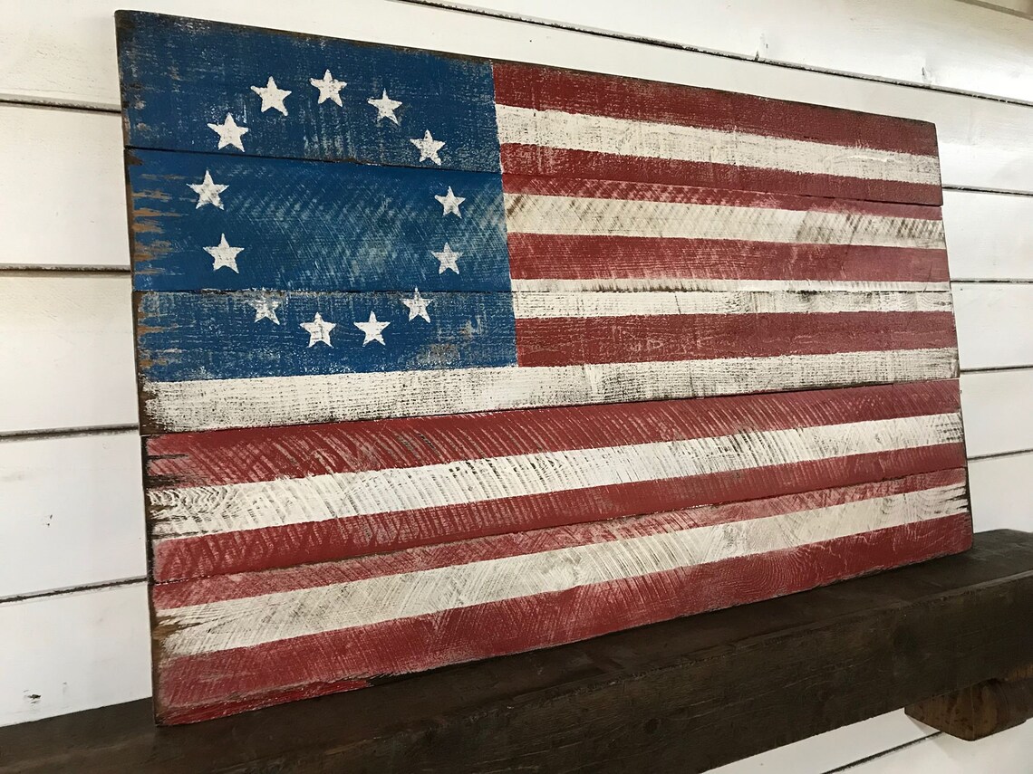 Primitive Flag Americana Flag Barnwood Style Flag | Etsy