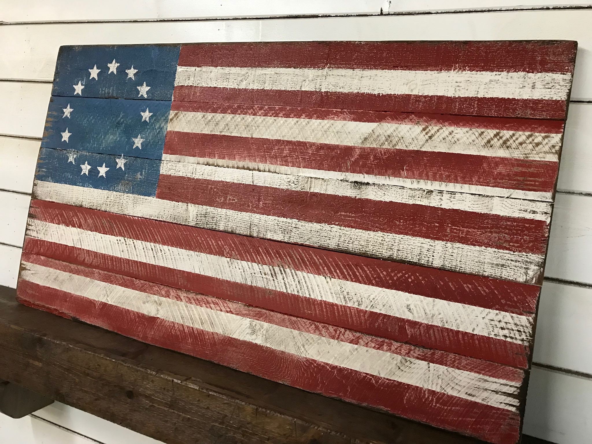 Primitive Flag Americana Flag Barnwood Style Flag | Etsy