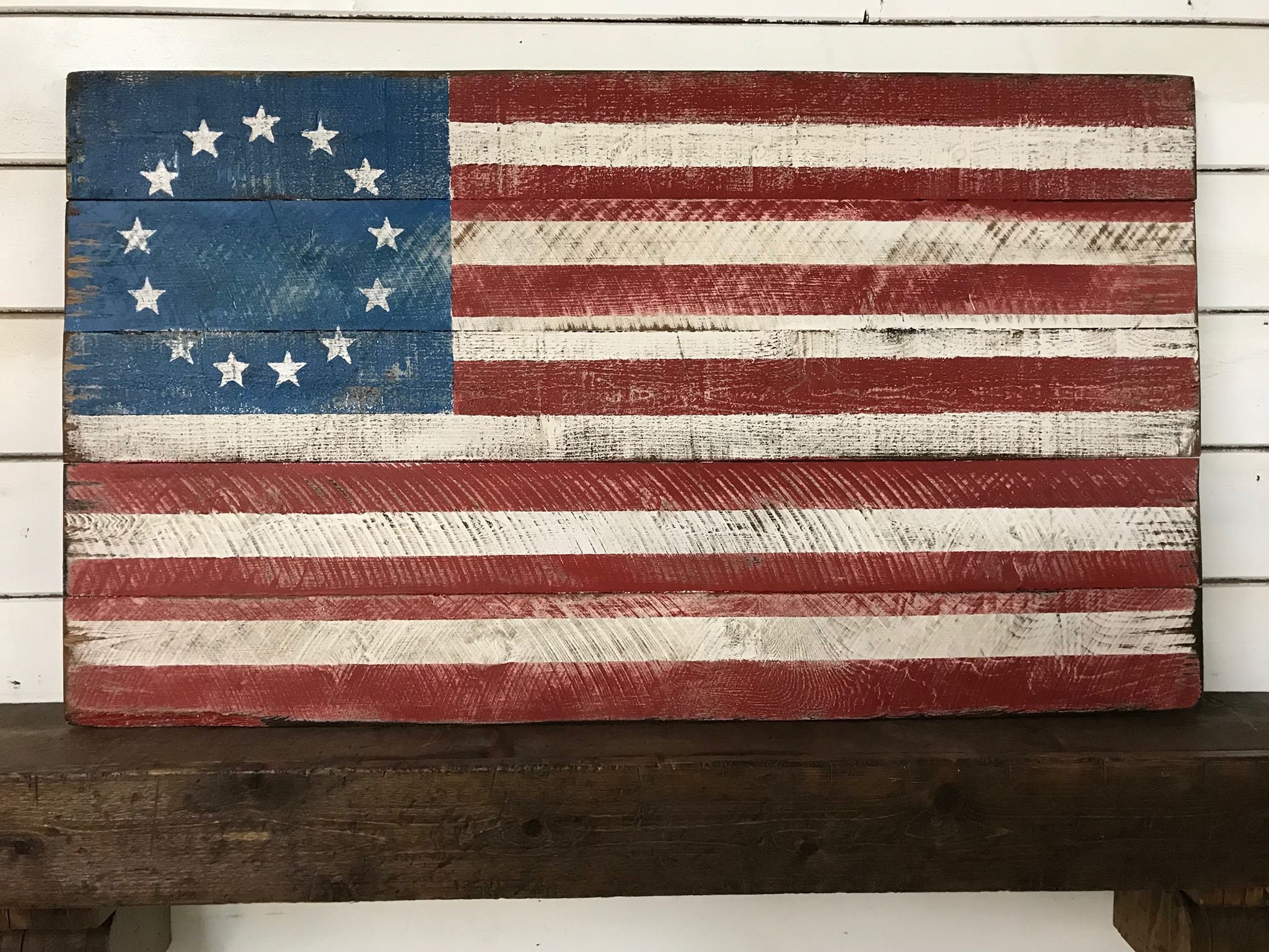 Primitive Flag Americana Flag Barnwood Style Flag | Etsy