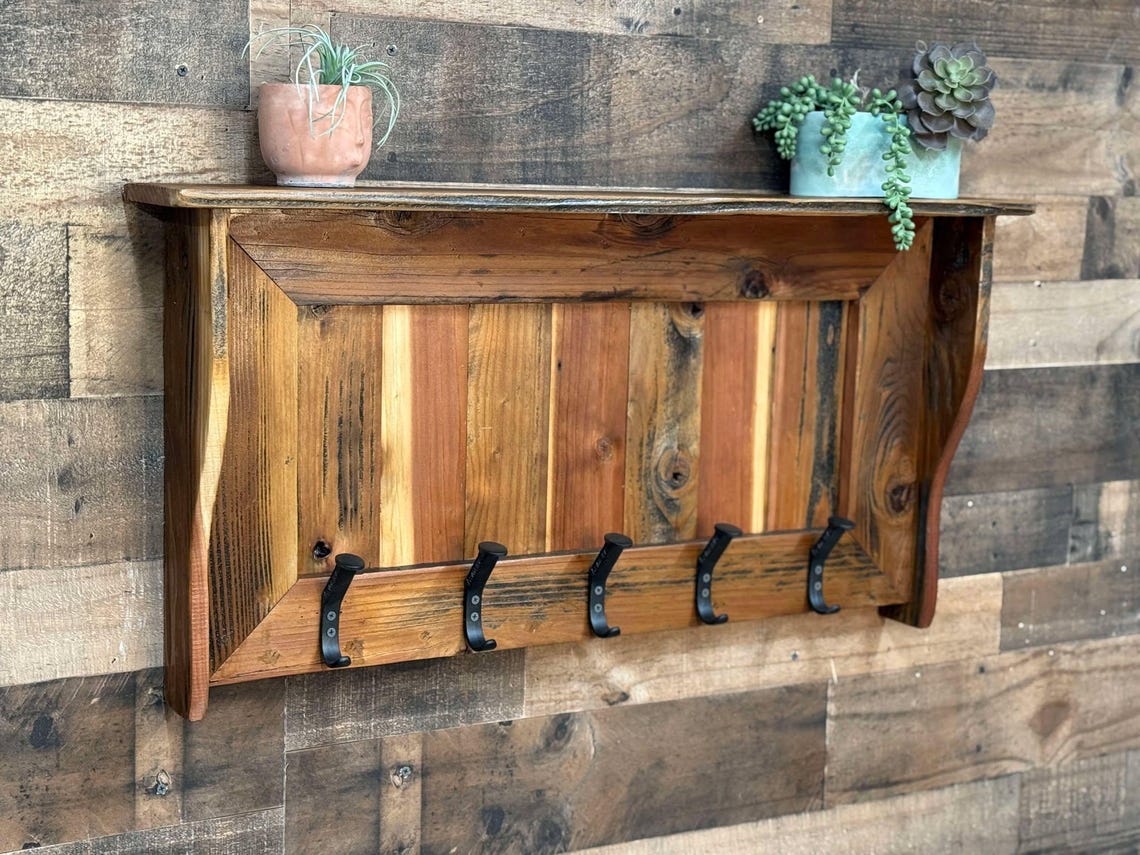 Barn Wood Coat Rack, Rustic Coat Rack,primitive Coat Rack, Antique Coat ...
