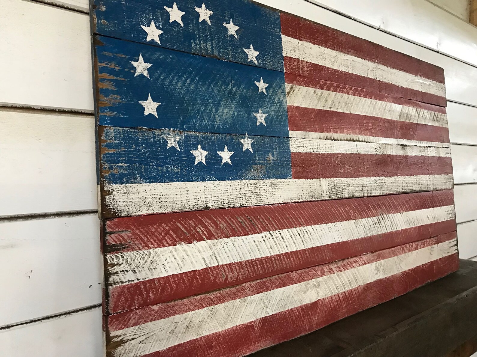 Primitive Flag Americana Flag Barnwood Style Flag | Etsy