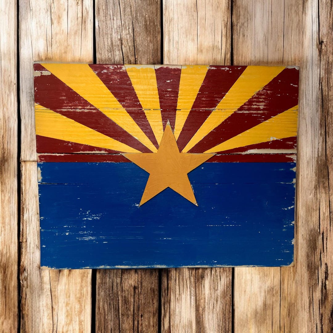 Hand Painted Arizona Flag, Arizona Flag on Rustic Wood, Americana Flag ...