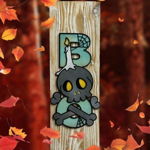 Halloween BOO Skeleton Sign, Laser Engraved Welcome Sign, Halloween ...