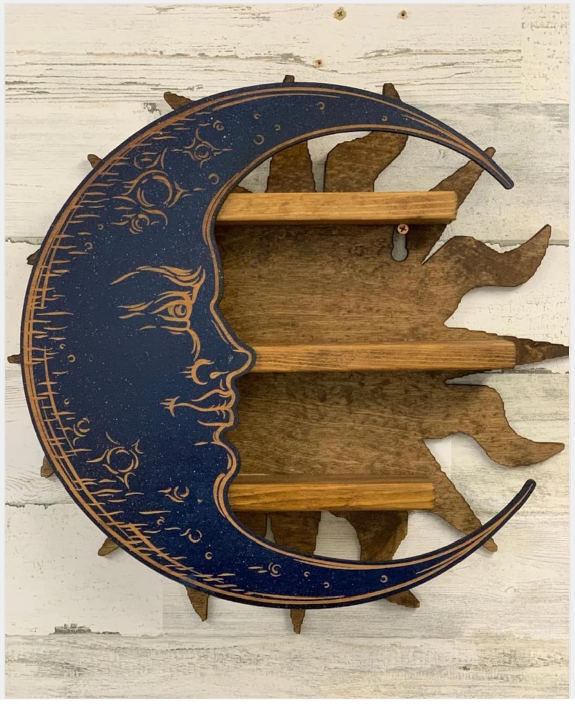 Sun and Moon Wall Shelf, Laser Cutout Celestial Shelf, Wall Shelf, Mid ...