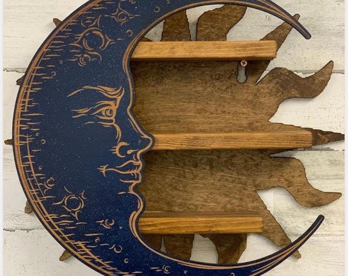 Sun and Moon Wall Shelf, Laser Cutout Celestial Shelf, Wall Shelf, Mid ...