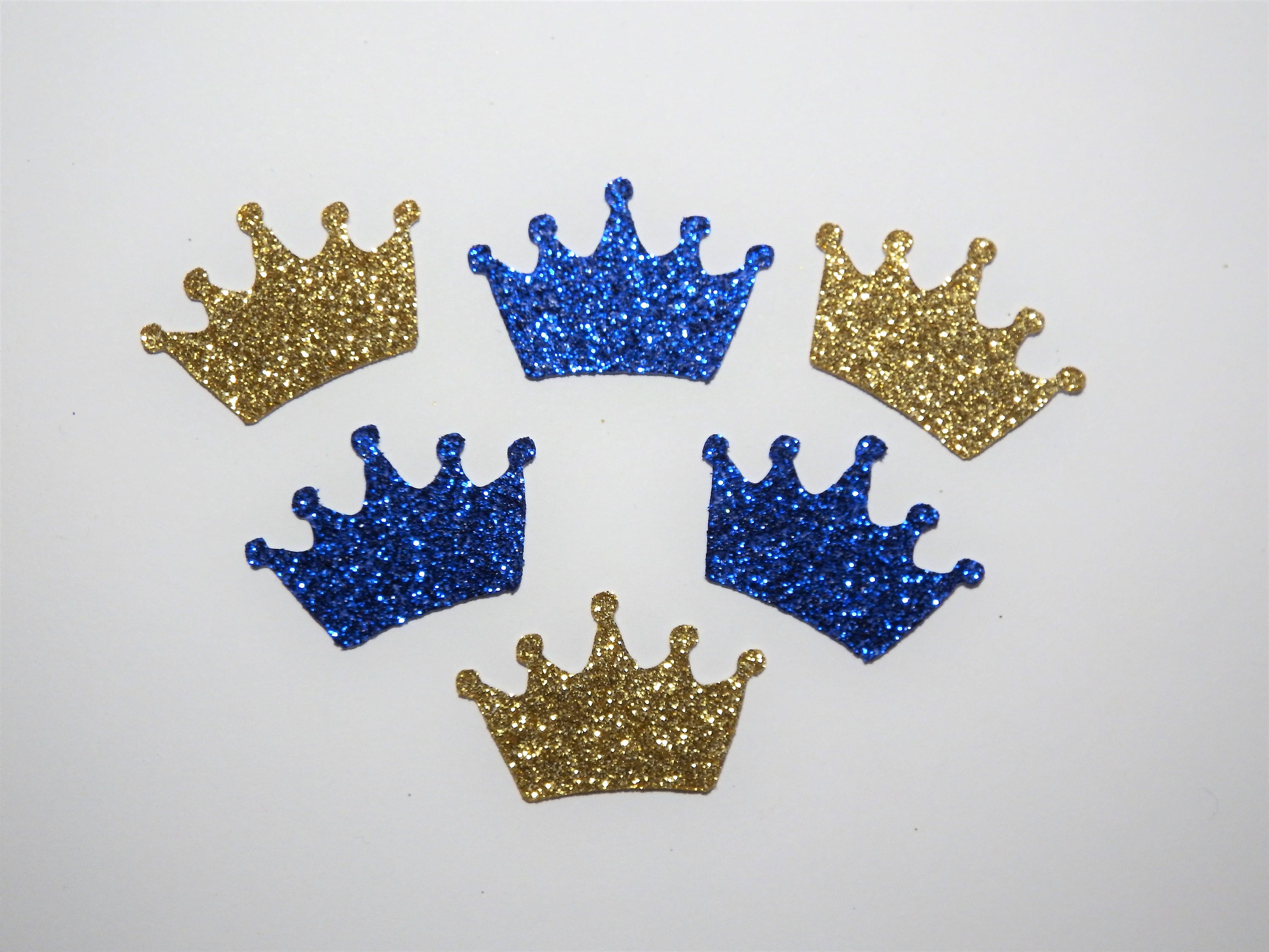 25 Gold and Royal Blue Glitter Crowns,baby Shower,confetti,birthday ...