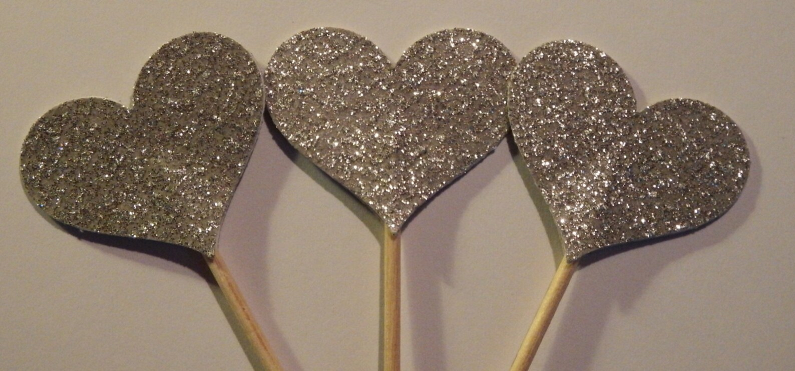 Silver Glitter Heart Cupcake Toppers: Wedding, Anniversary, Shower - Etsy