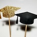 Graduation Cap Cupcake Toppers: Black & Gold Glitter Party Picks - Etsy