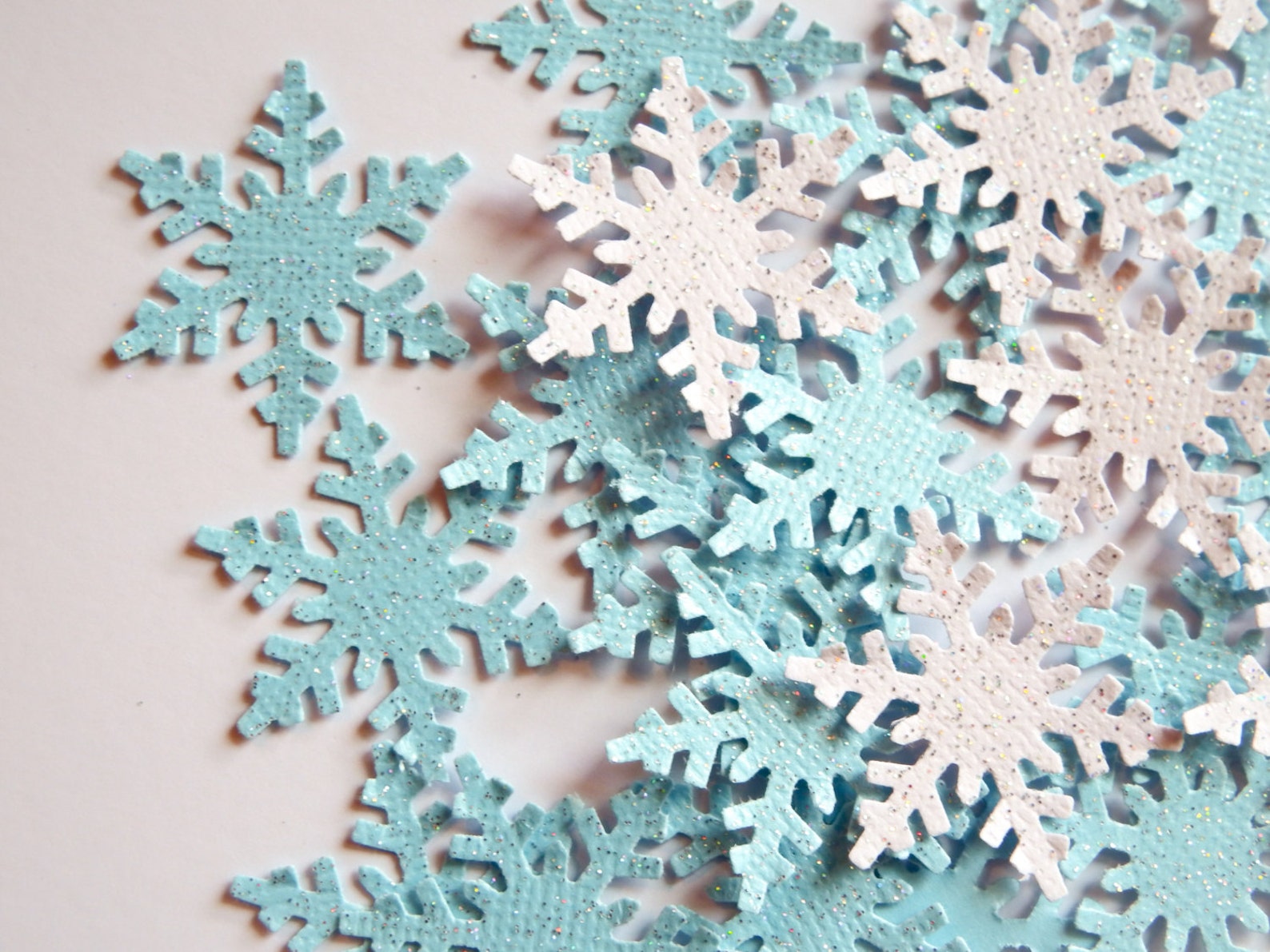 100 Glitter 1 Inch Alpine Snowflakesbluewhite - Etsy