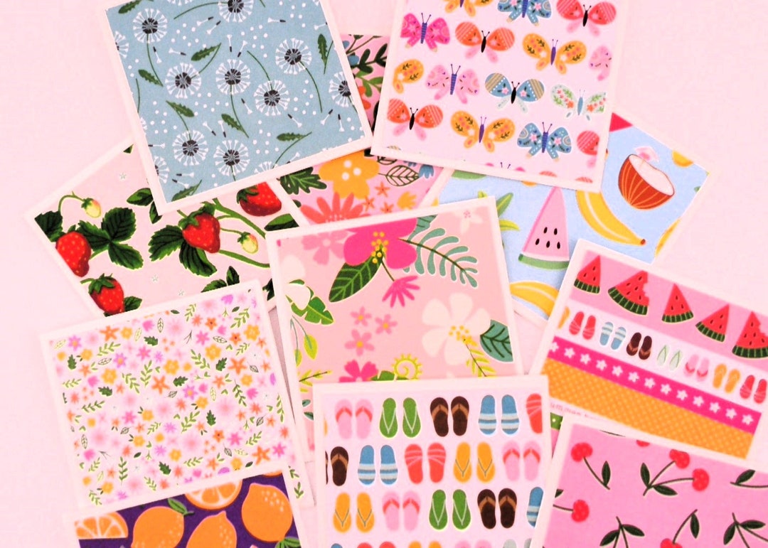 Mini Note Cards, Set of 12 3X3 Note Cards, Summer Themed Note Cards - Etsy