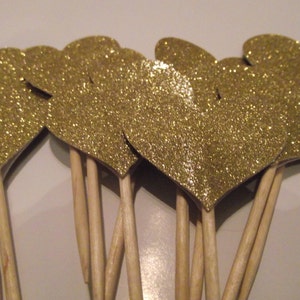 Gold Heart Cupcake Toppers, Wedding Picks, Party Picks, Food Picks - Etsy
