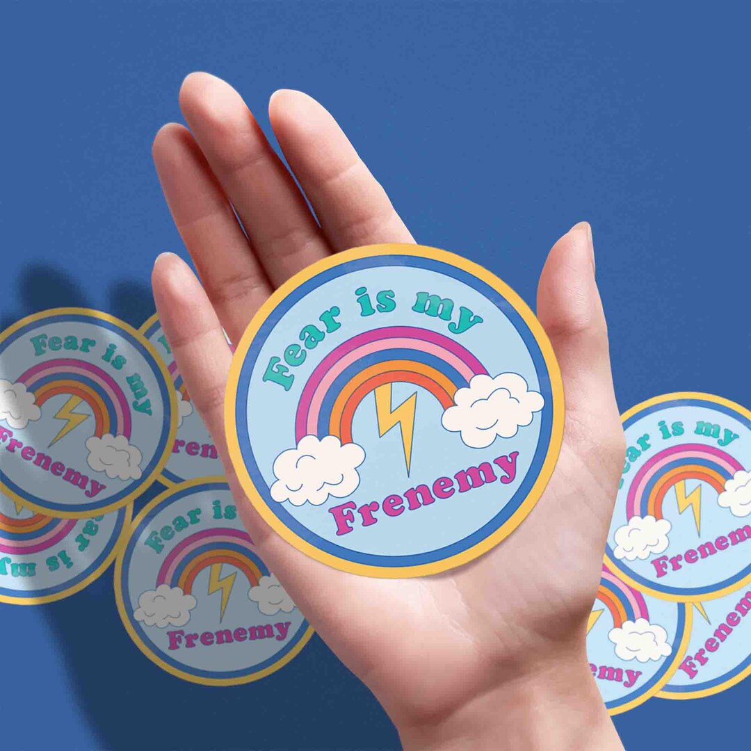 Fear is My Frenemy Stickers, Rainbow With Clouds and Lightning - Etsy