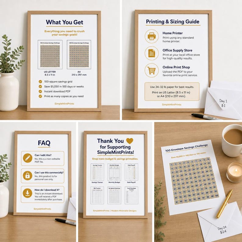 50 Envelope Savings Challenge Printable | Save 1,275 Dollars ...