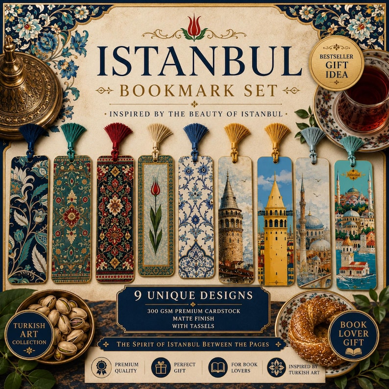 Istanbul Bookmark Bundle Set, 15 Printable Bookmarks, Turkish Art ...
