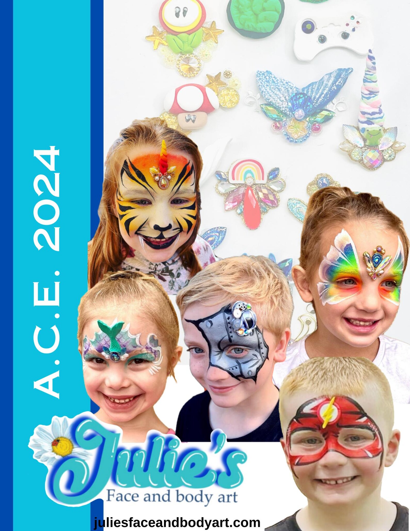 6 Piece Rose Face Painting Bling Set - Etsy