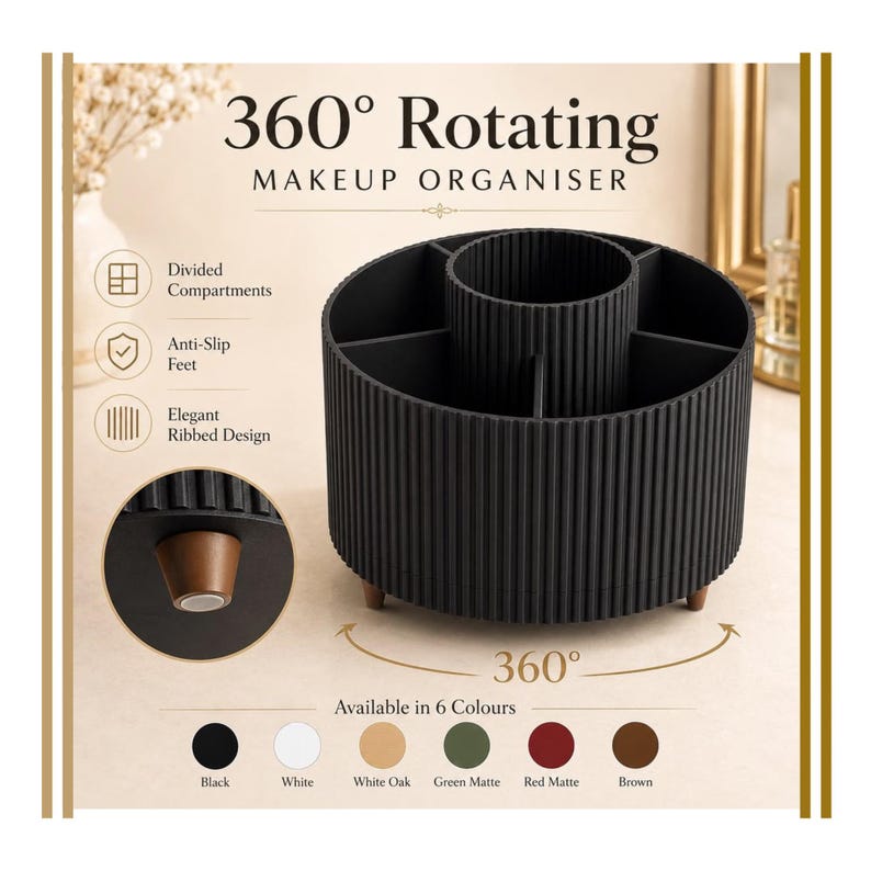 360 Rotating Makeup Organizer, Jewelry Storage, Cosmetic Brush Holder ...