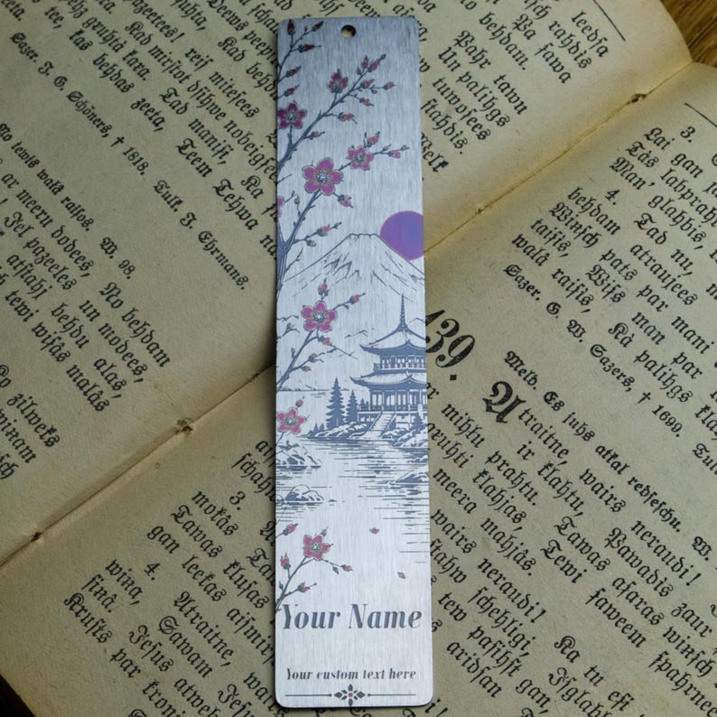 Personalized Metal Japanese Cherry Blossom Bookmark - Etsy Australia