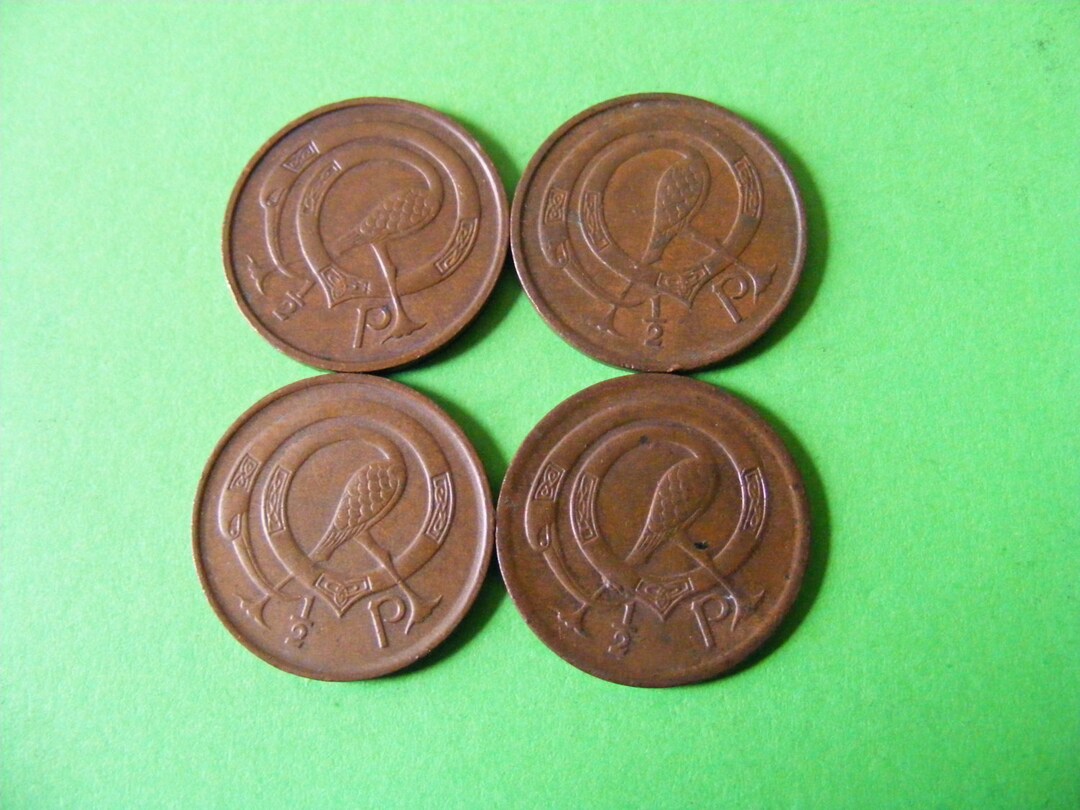 Irish Half Penny Coins (x4), Stylized Bird Design, 1970s 80s Vintage ...