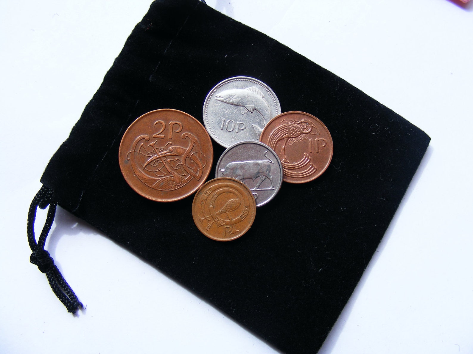 Gift Bag of 5 Authentic Irish Decimal Animal Coins in A Plush Velvet ...