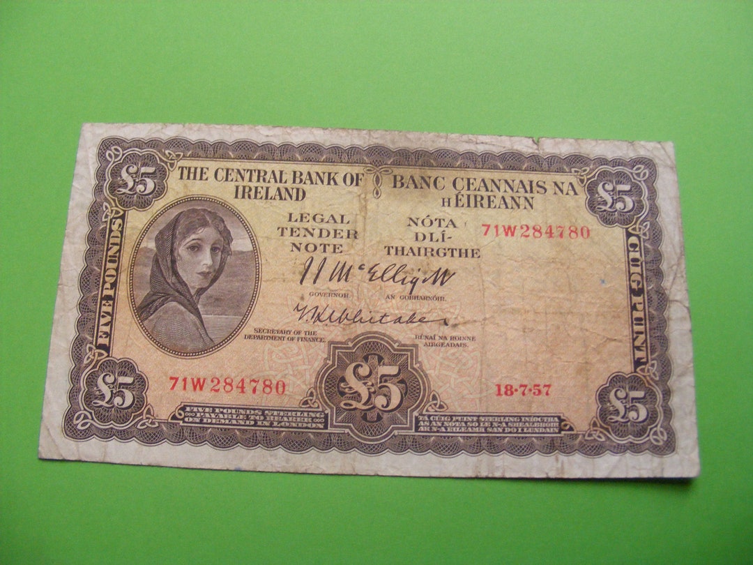 1957 Irish Five Pound Banknote Irish Lady Lavery Old 5 Note Etsy 1957-irish-five-pound-banknote-irish-lady-lavery-old-5-note-etsy