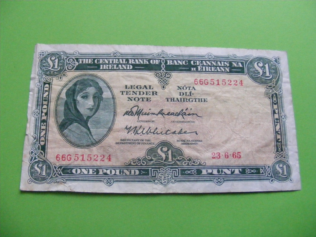 1965 Irish One Pound Banknote Lady Lavery Old Ireland 1 Note - Etsy