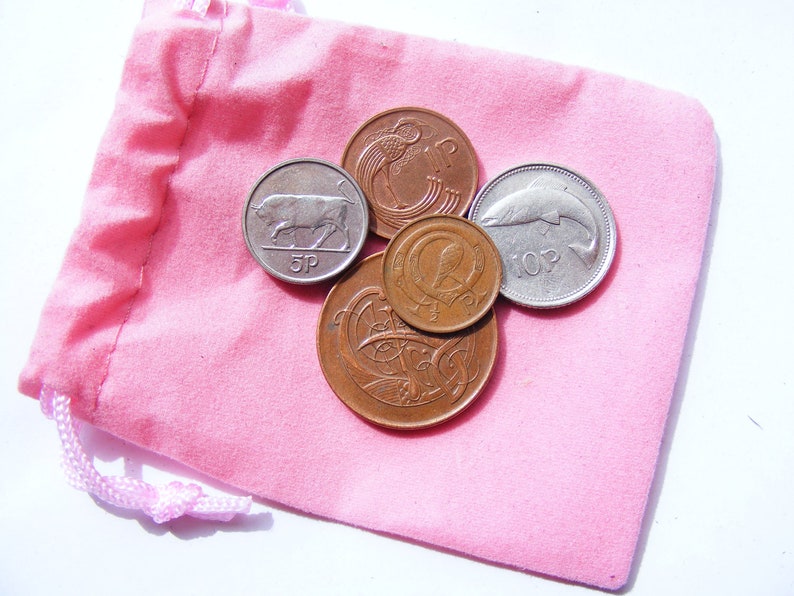 Gift Bag of 5 Authentic Irish Decimal Animal Coins in A Plush Velvet ...