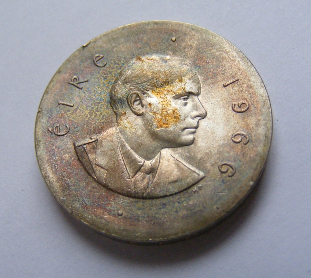 1966 Irish Silver Ten Shilling Commemorative Coin Toned Mint Luster ...