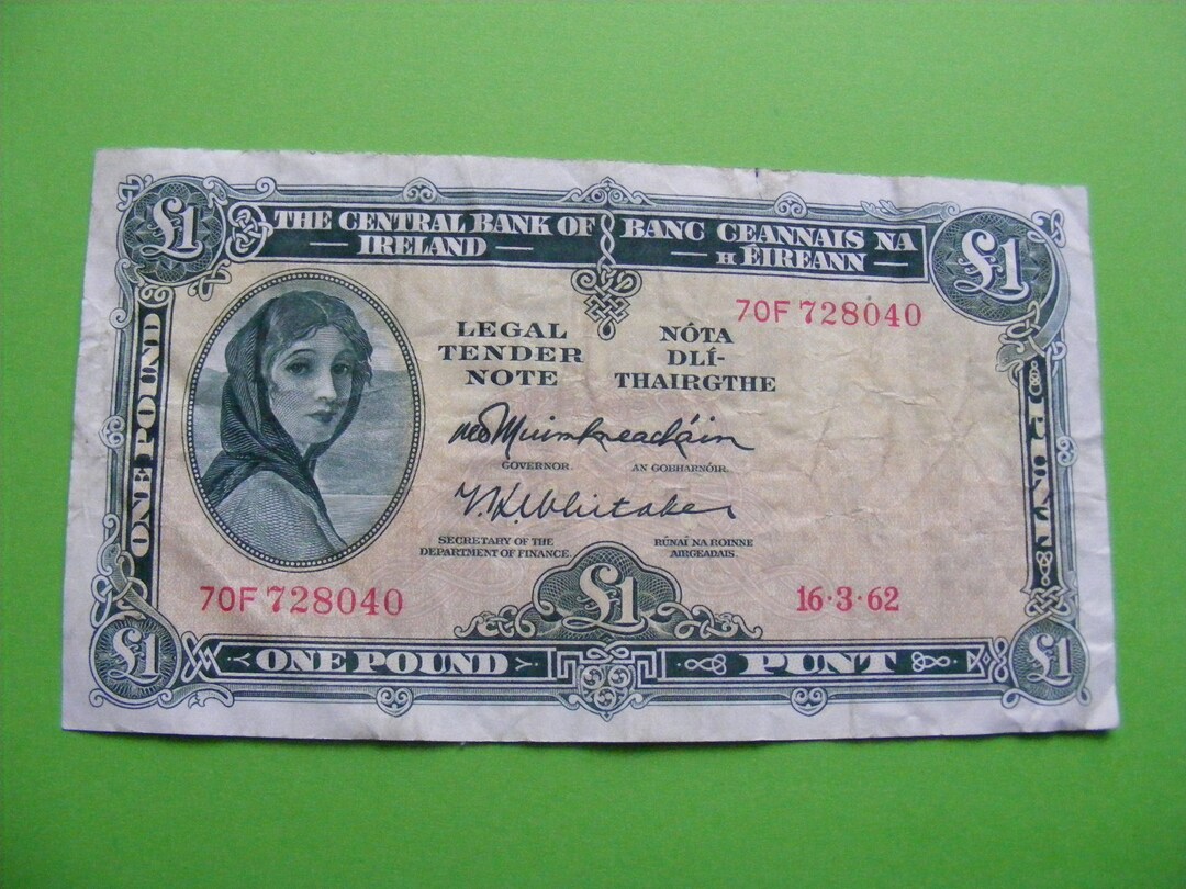1962 Irish One Pound Banknote Ireland Lady Lavery Old 1 Note - Etsy