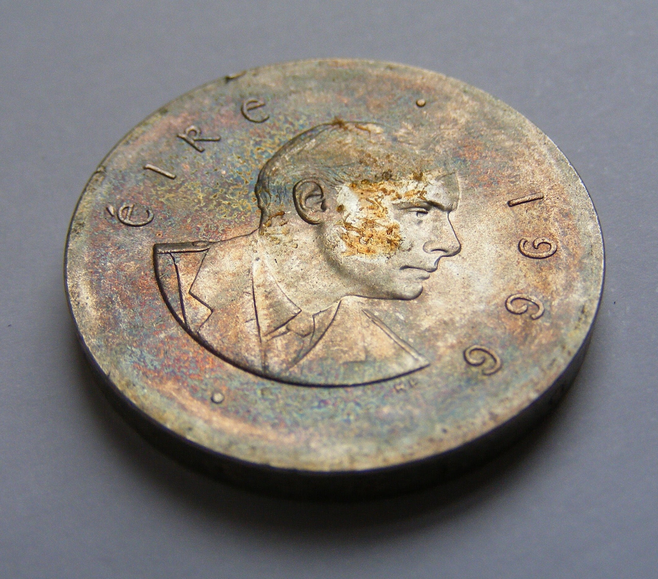 1966 Irish Silver Ten Shilling Commemorative Coin Toned Mint Luster ...