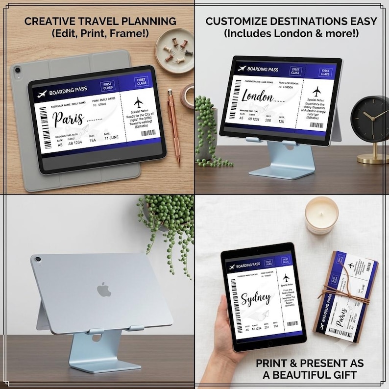 Editable Boarding Pass Template, Surprise Trip Ticket, Vacation Reveal ...