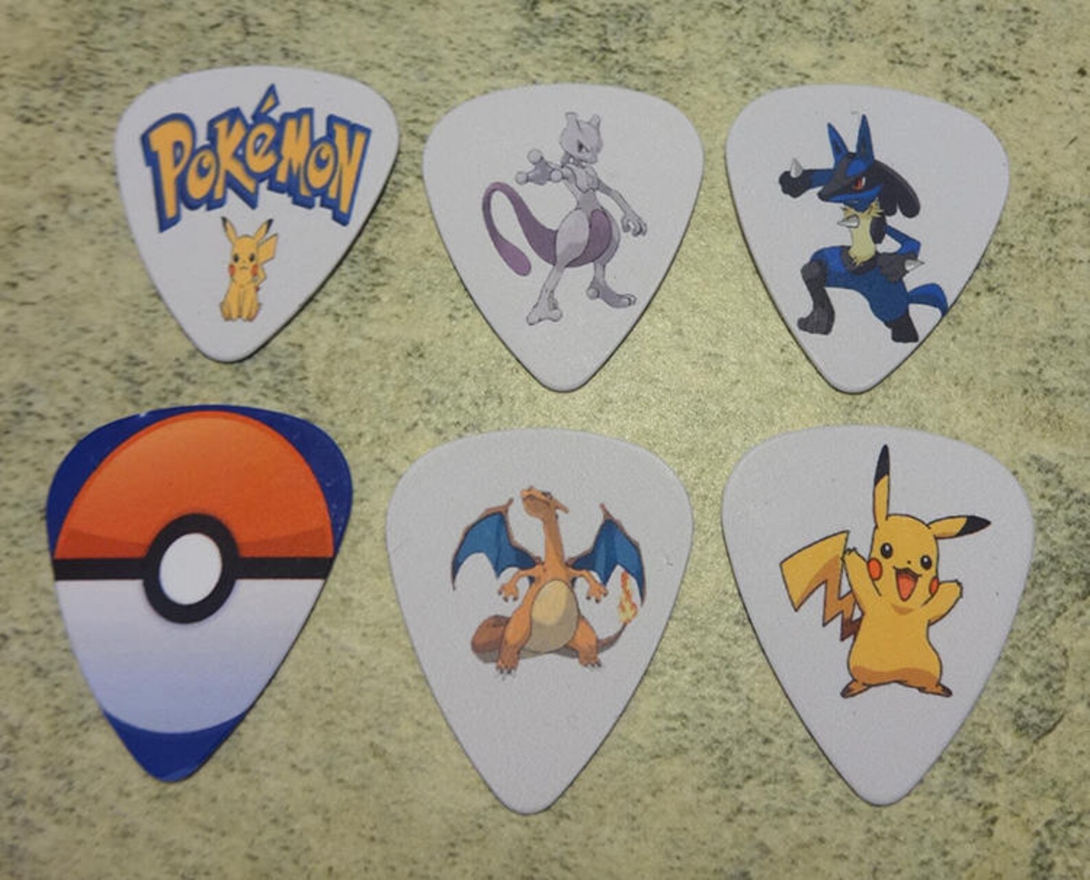 One Set of 6 Pokemon Single Sided Picture Guitar Picks - Etsy