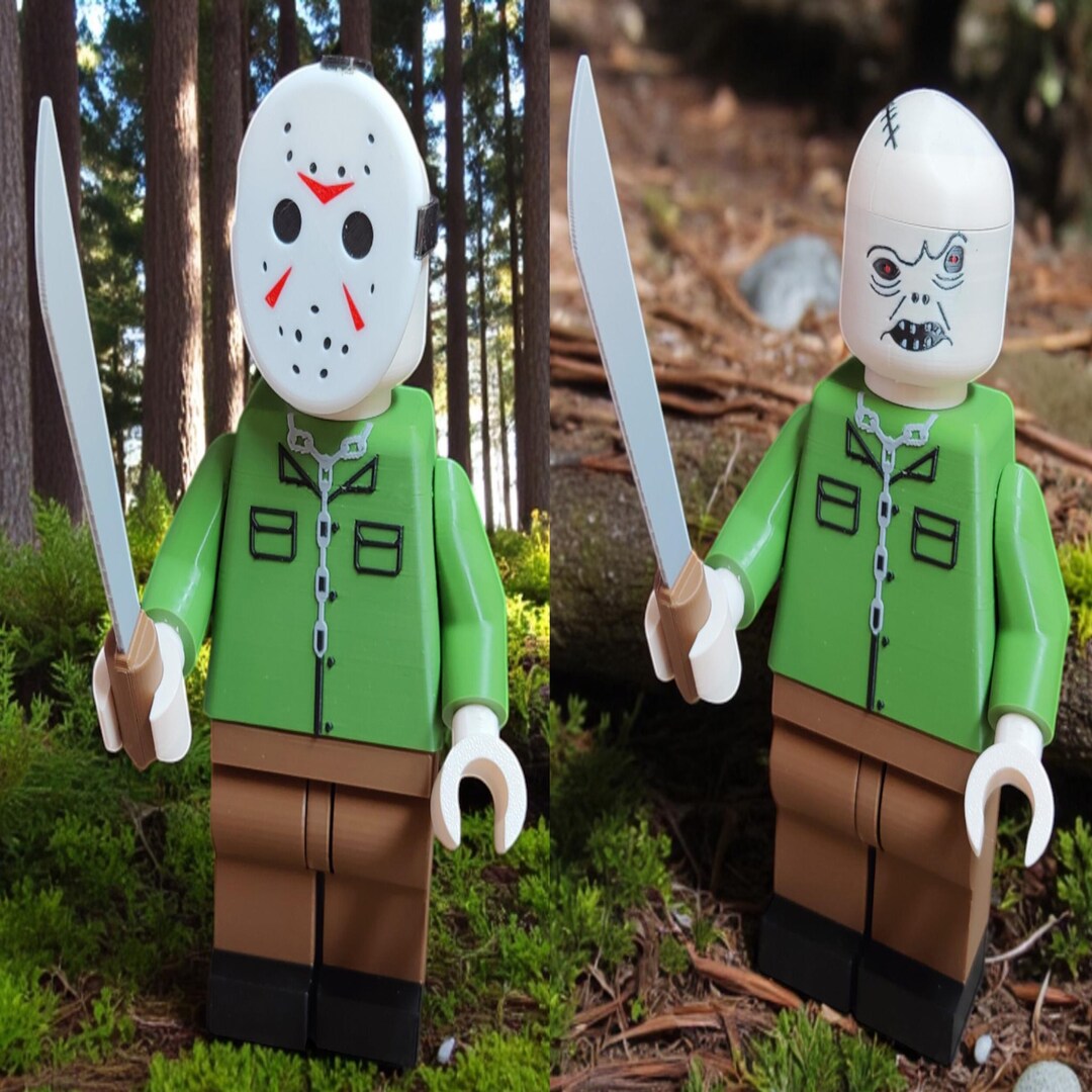 9'' Tall Big Brick Jason Voorhees Minifig With Removable Mask 3D ...