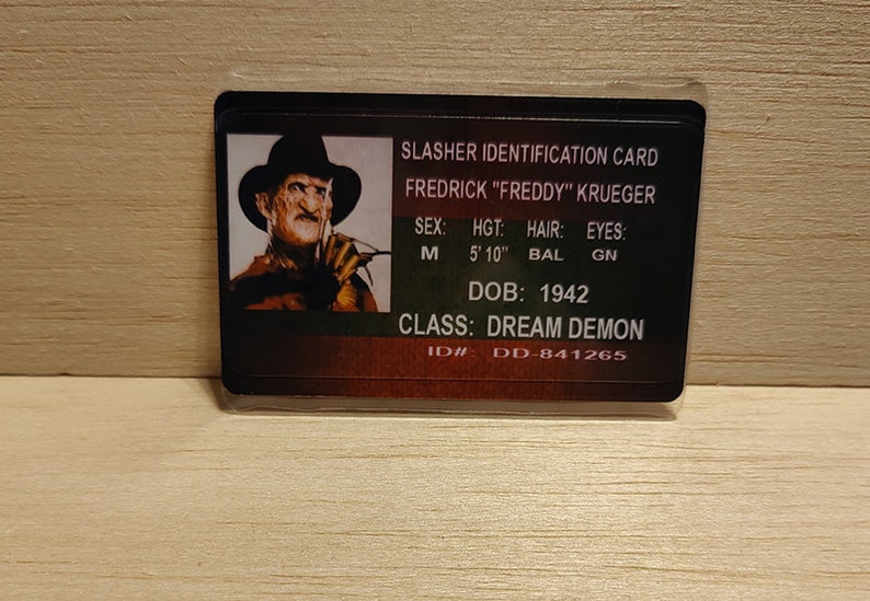 Nightmare on Elm Street Freddy Kruger Slasher Identification ID Card - Etsy
