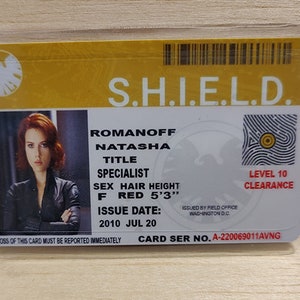 Avengers Black Widow Romanoff Natasha Shield ID Card - Etsy