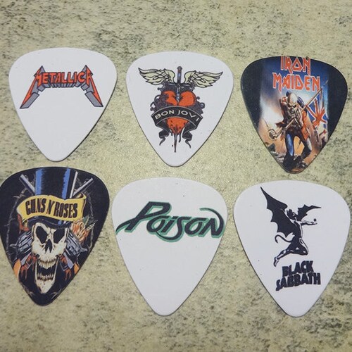 One Set of 6 Rock Band Single Sided Picture Guitar Picks - Etsy