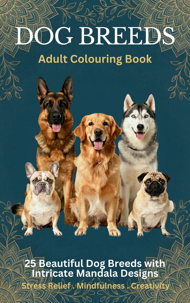 Dog Breeds Adult Colouring Book - Etsy UK