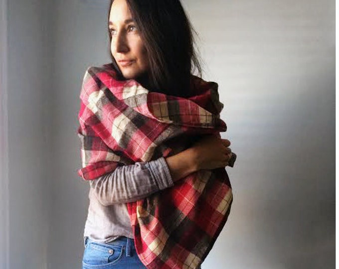 Classic Red Plaid Scarf Repurposed Vintage Pendleton Fabric - Etsy