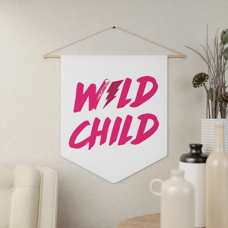Hot Pink Wild Child Pennant for Kids Room | Kids Wall Decor for ...
