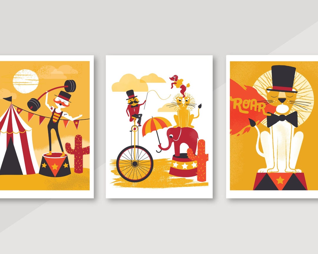 Set of 3 Circus Prints | Kid and Nursery Art | Circus Theme ...