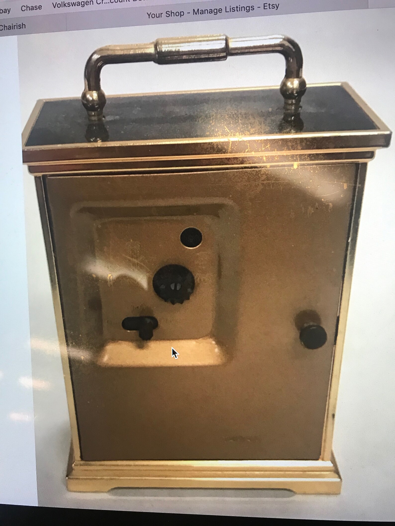 HOWARD MILLER Vintage Desk Clock Battery Works Black Front Brass 3 by 4 ...