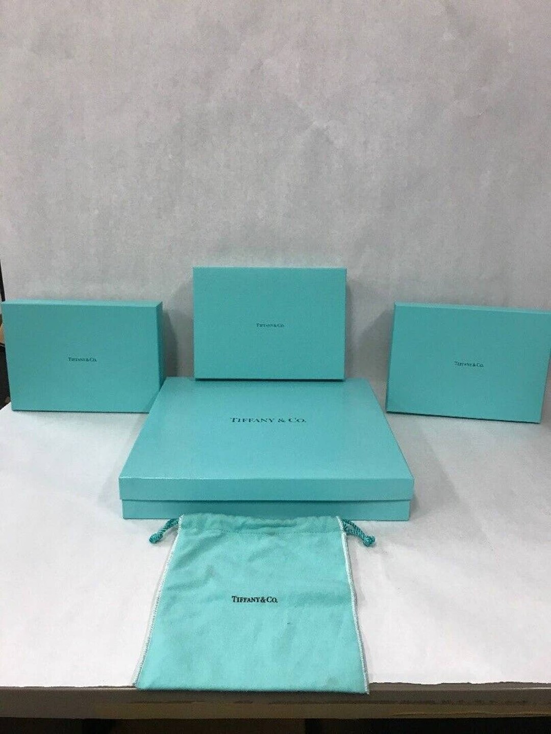 Authentic Empty TEAL Boxes 4 and One Bag Tiffany & Co Designer Name ...