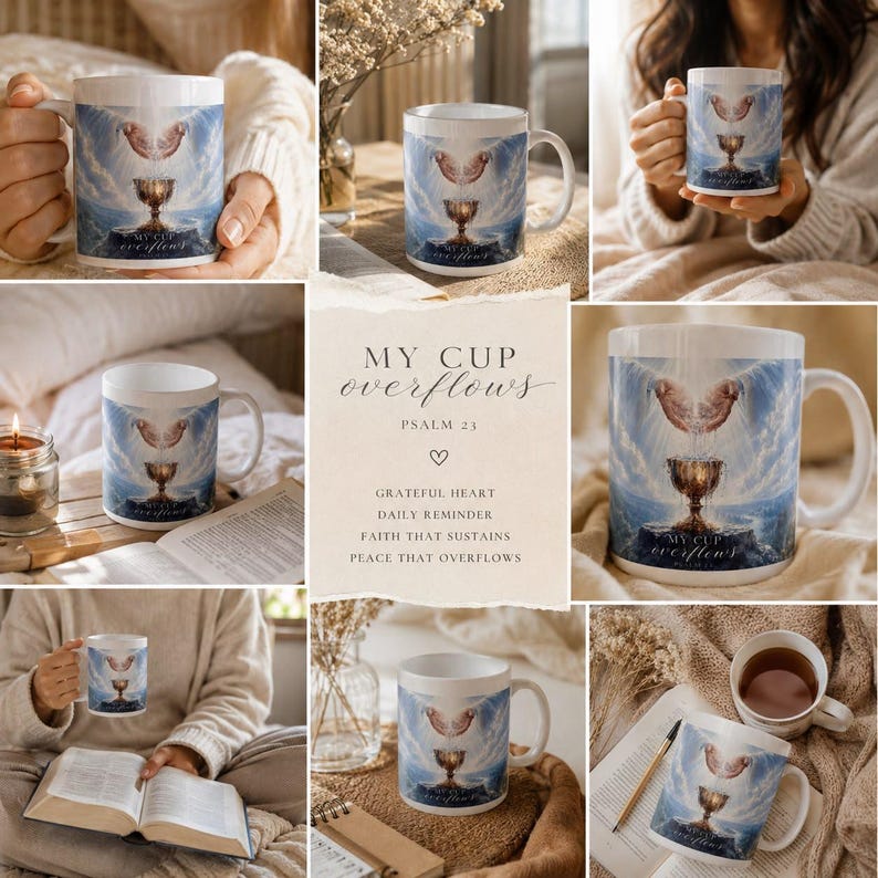 My Cup Overflows – Psalm 23:5 Ceramic Mug, Inspirational Christian ...