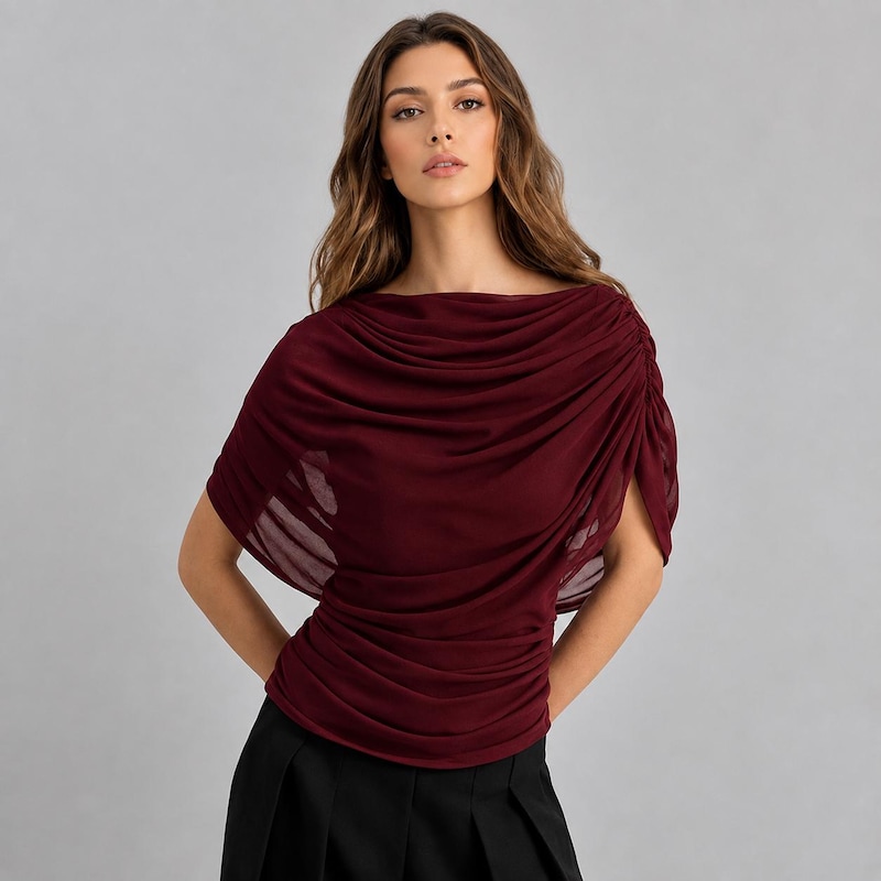 Sheer Cowl Blouse - Etsy