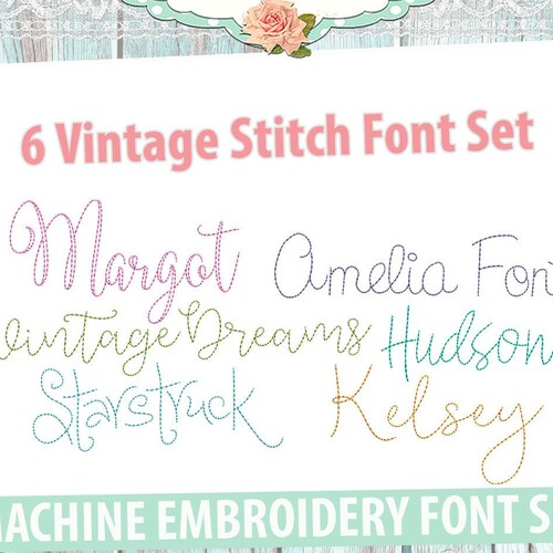 6 Farmhouse Embroidery Font Set Rustic Font Instant Download - Etsy