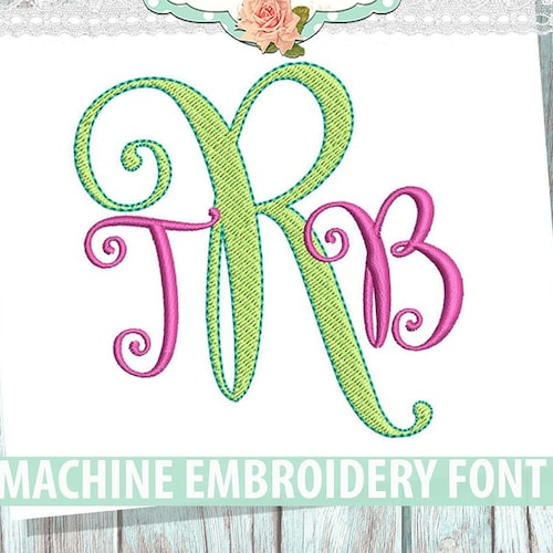 Curly Monogram Embroidery Font Set Instant Download - Etsy