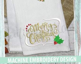 Merry Christmas Machine Embroidery Design Instant Download | Etsy