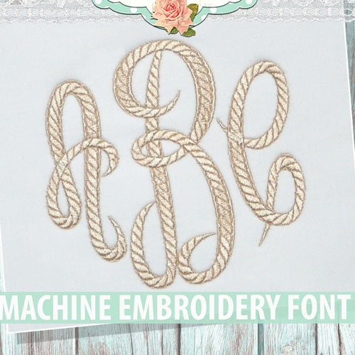 Classic Rope Monogram Embroidery Font Set Instant Download - Etsy
