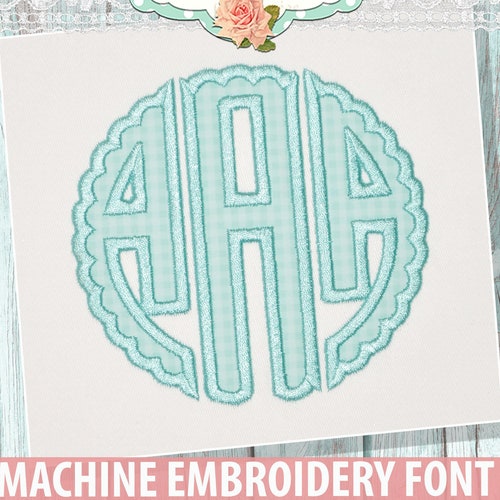 Scallop Circle Monogram Applique Embroidery Font INSTANT - Etsy
